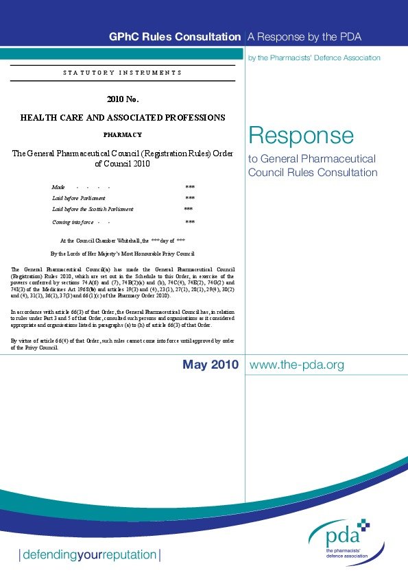 GPhC Consultation – Registration Rules | The Pharmacists' Defence ...